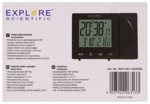 Explore Scientific RC Digital Projection Clock with Indoor Temperature ...